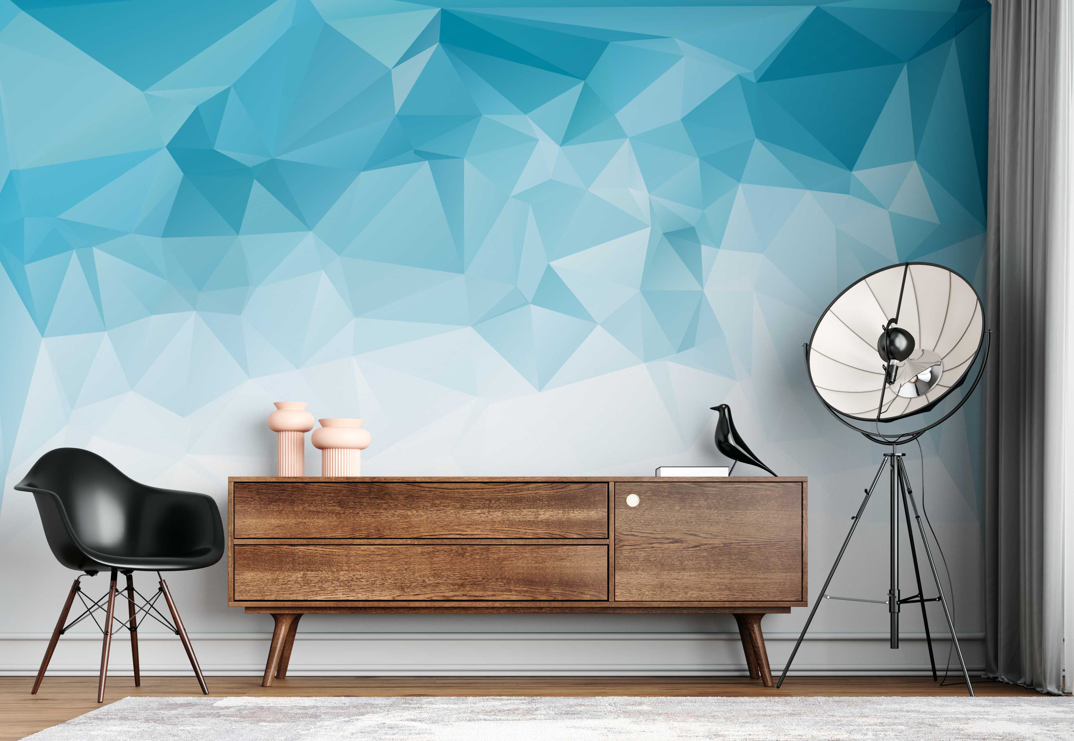 wallpaew Polygonal Geometric Blue Wallpaper | Wayfair