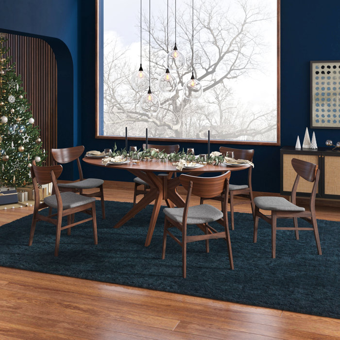 AllModern Fenway 7-Piece Walnut Finished Dining Set & Reviews | Wayfair