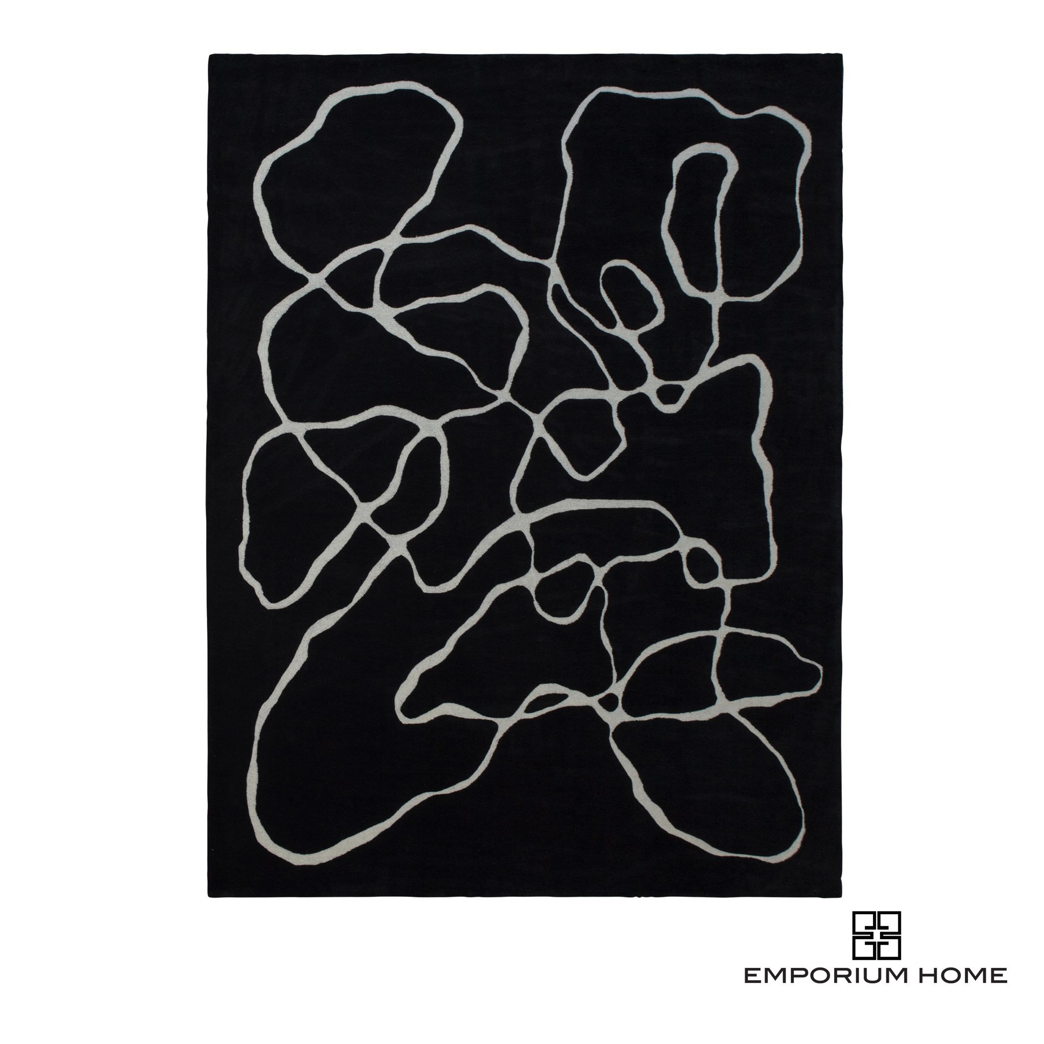 Signature III Emporium Home Squiggle Rug-Black/Ivory-9' X 12' | Wayfair