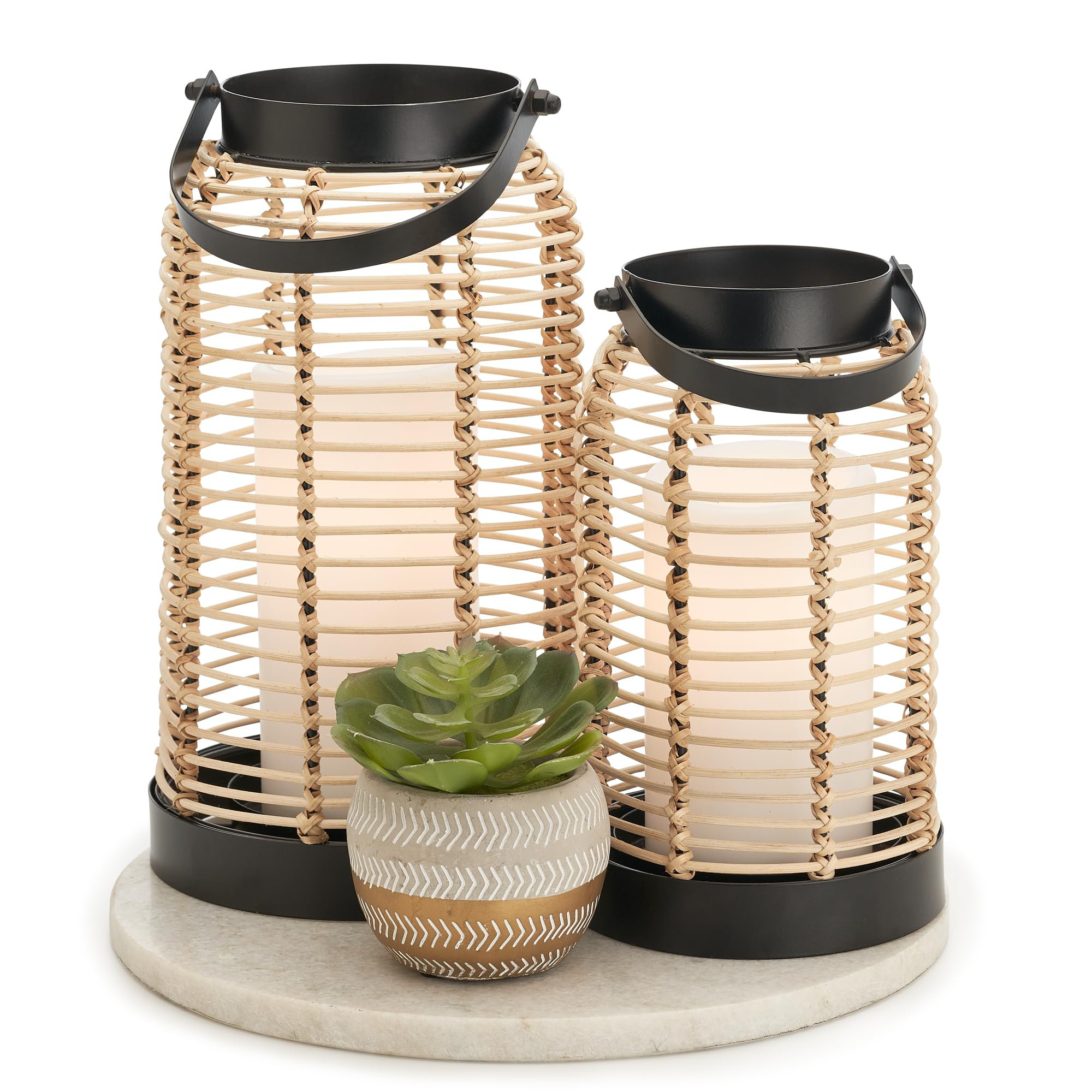 Bayou Breeze Natural Rattan Boho Lanterns - Handcrafted Decor To ...