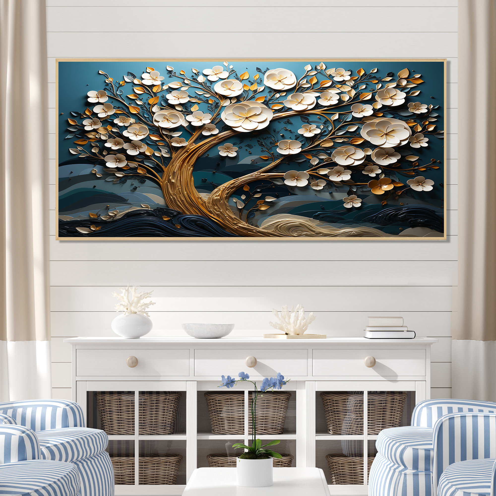 Lark Manor™ Blue And White Orchid Tree Golden Of Branches VI - Tree ...