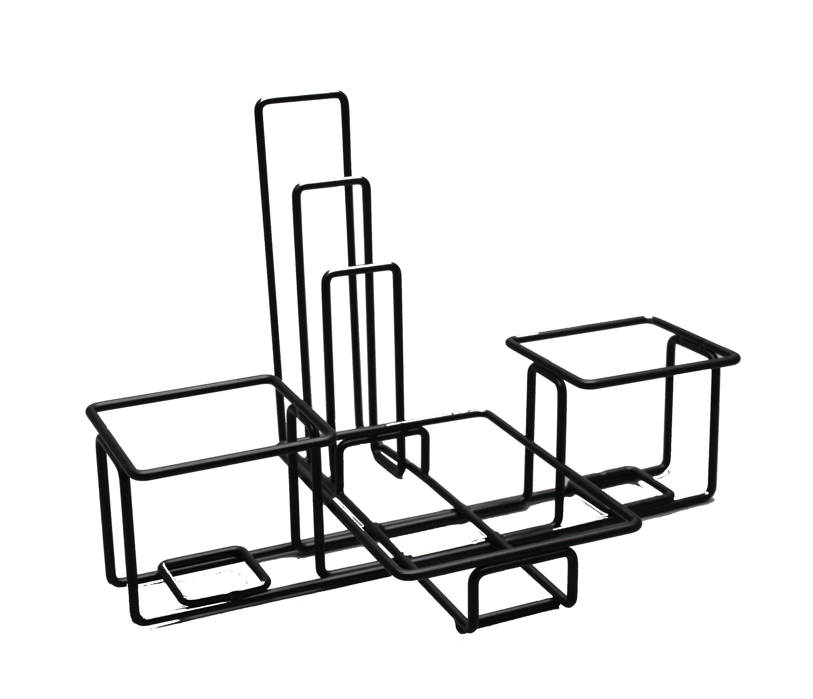 Prep & Savour Wire Condiment Caddy w/ Menu Holder - Black 7.6x5x6 ...