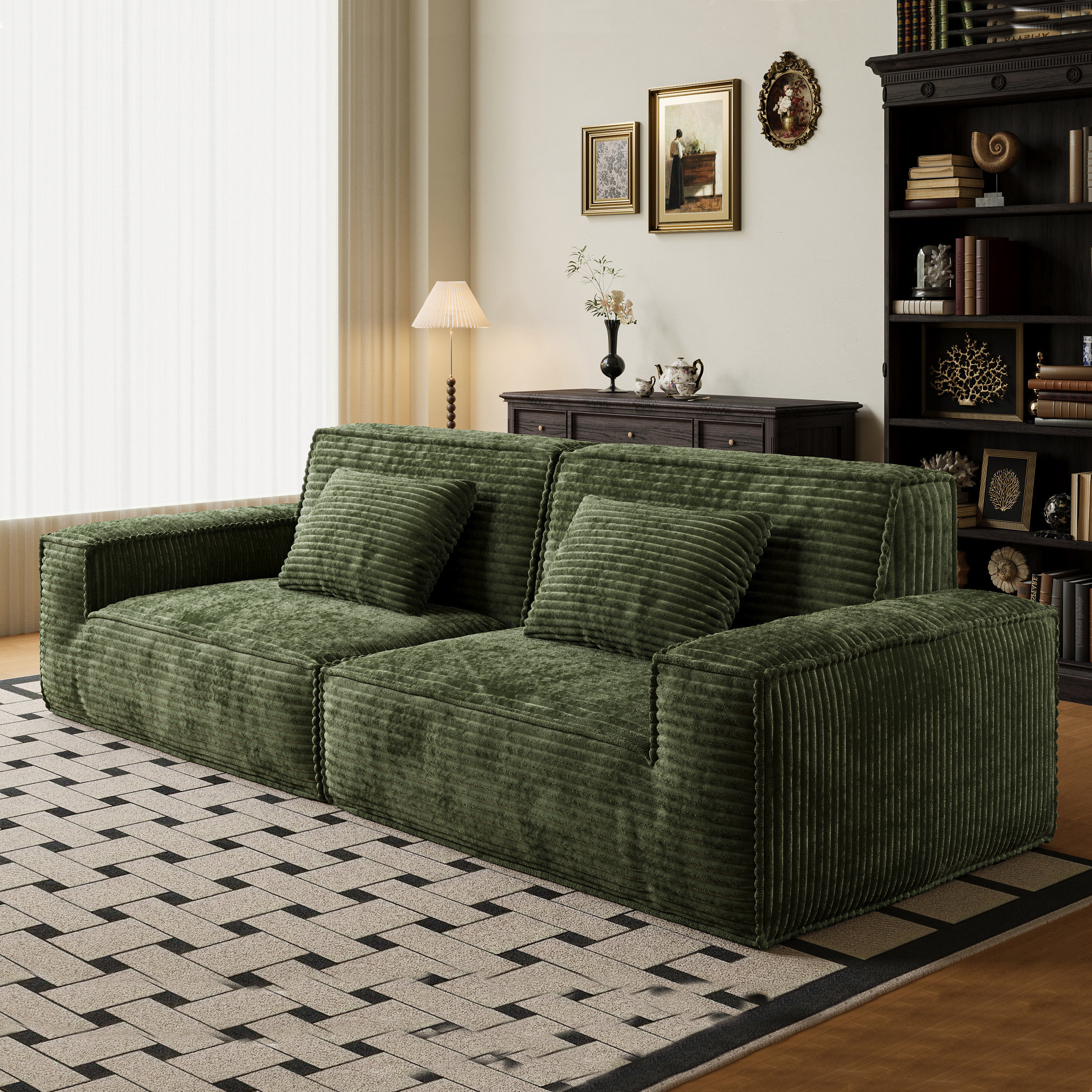 Latitude Run® 106.3 Inch Upholstery Modular Sofa With 2 Throw Pillows ...