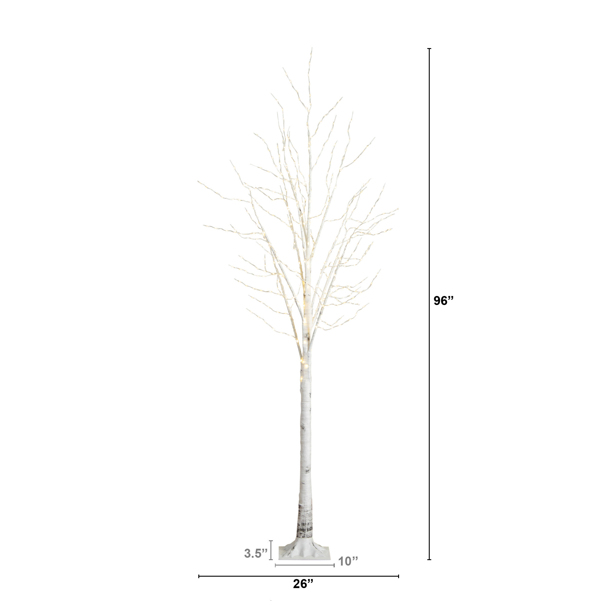 The Holiday Aisle® 8ft. Pre-Lit Artificial White Birch Tree with 500 ...