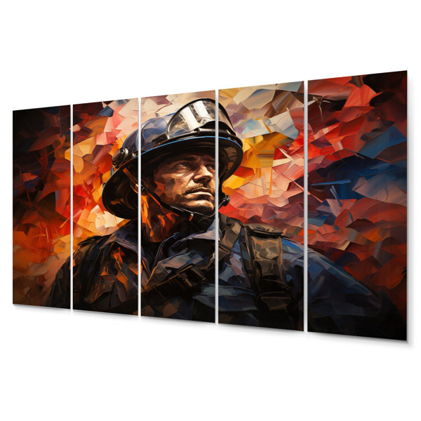 Ebern Designs Fireman Portrait I - Fireman Metal Wall Decor Set | Wayfair