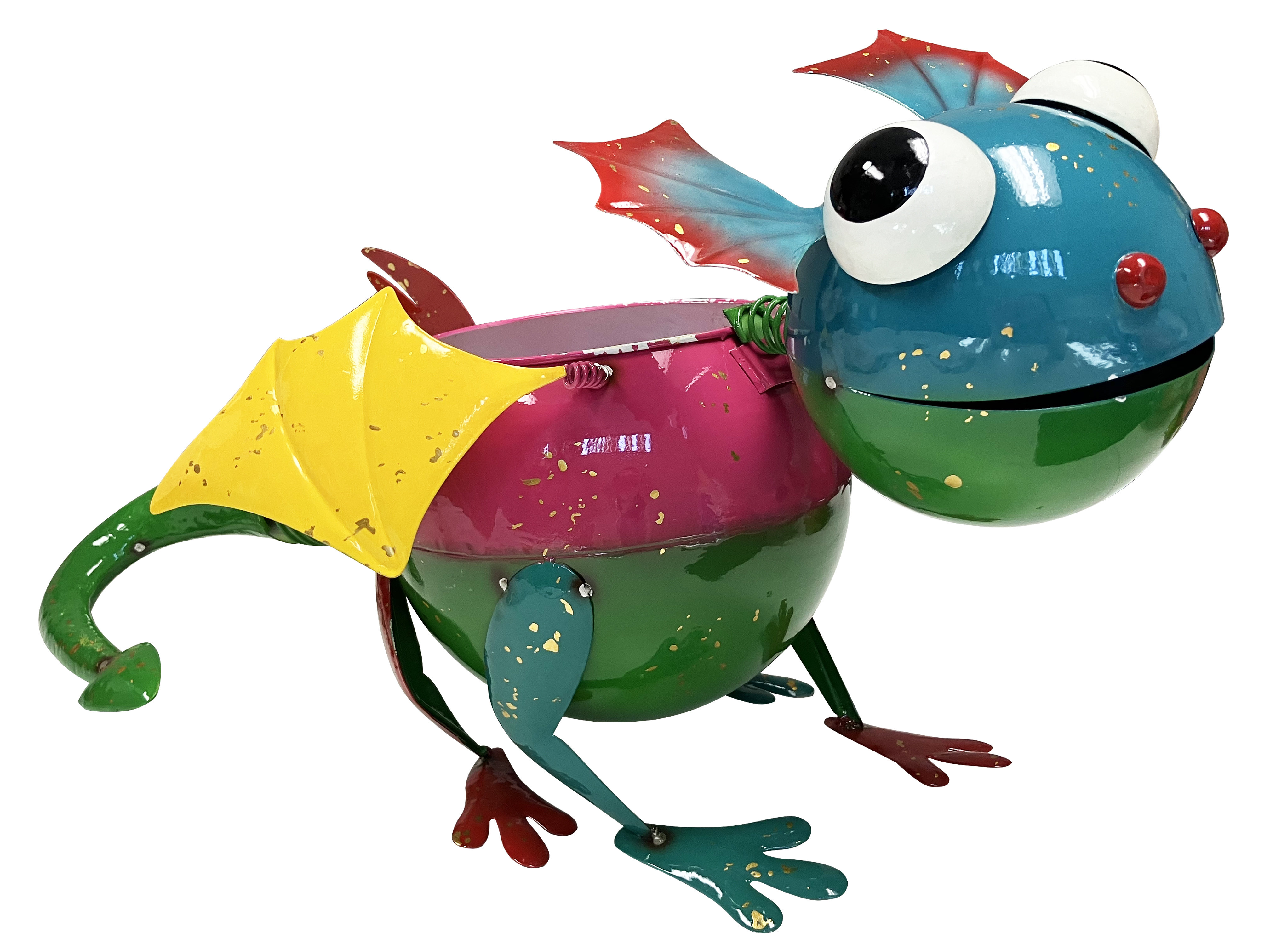 Harper Orchard Guille Metal Flying Dragon Lizard Statue Planter ...