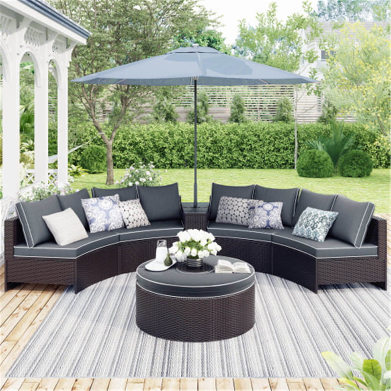 Longshore Tides Auturo 6 Pieces Outdoor Sectional Half Round Patio Sofa ...