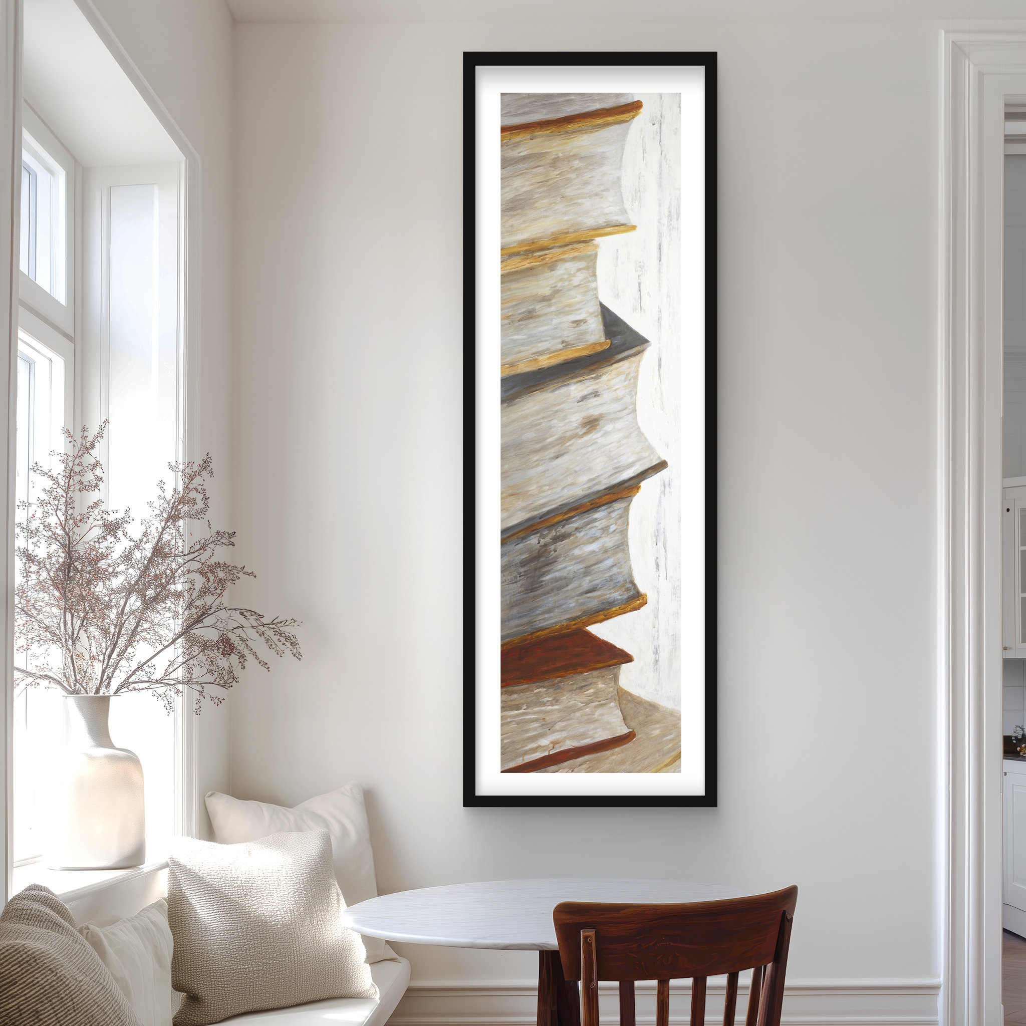 Lark Manor™ Mountain of Vintage Books - Framed Matted Print for Decor ...