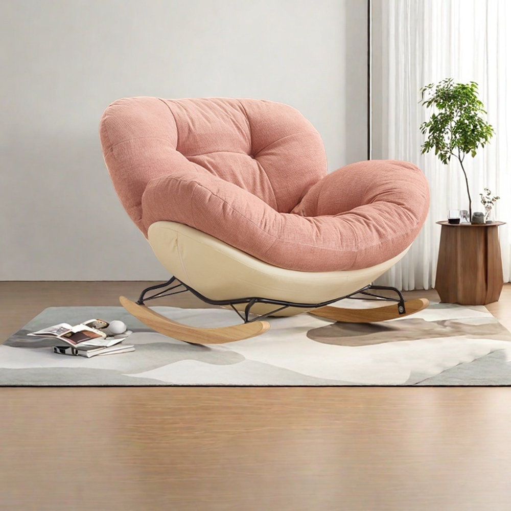PPEDKS Ergonomic tufted metal frame rocking chair | Wayfair