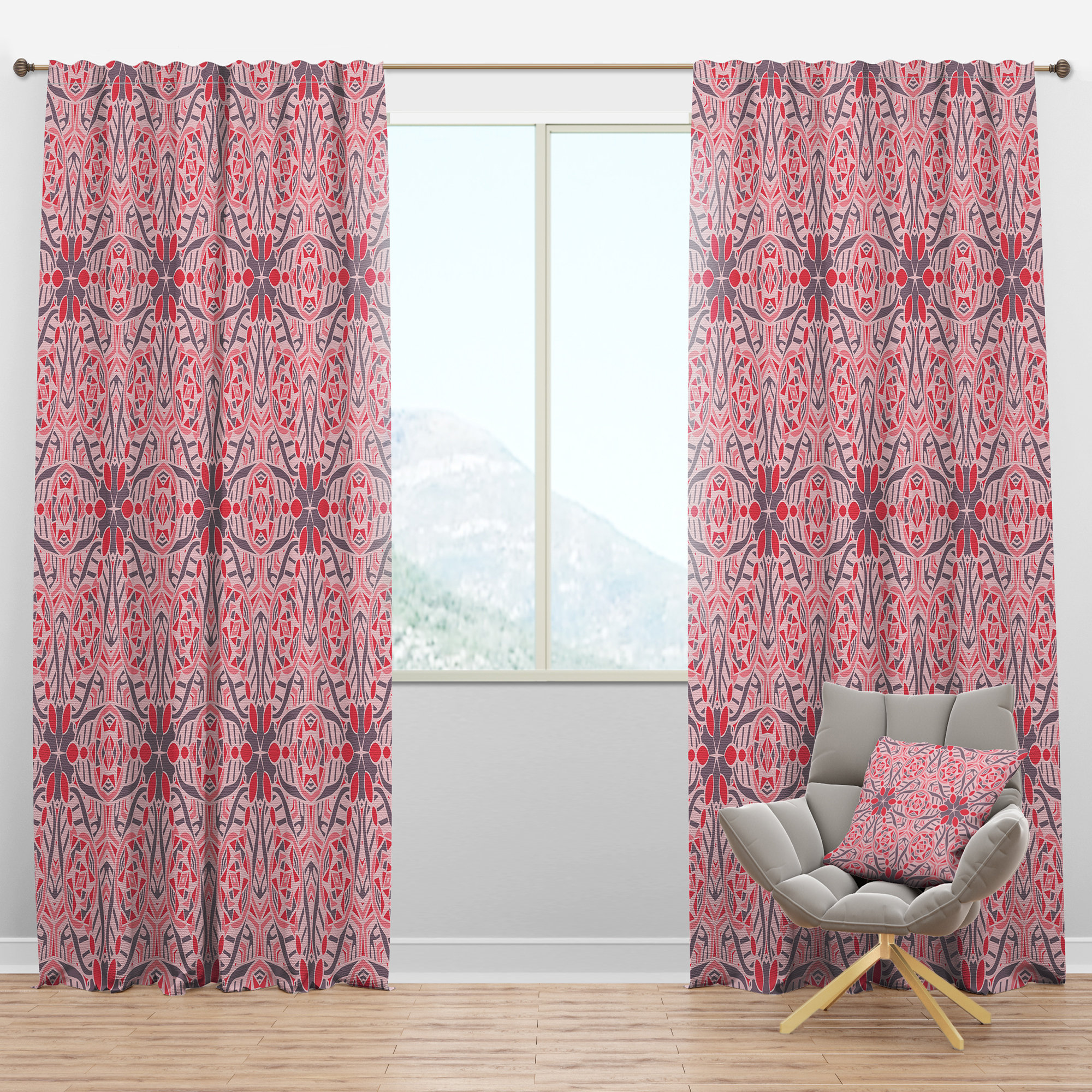 Design Art Cute Abstract Mosaics Pattern - Bohemian Velvet Curtain ...