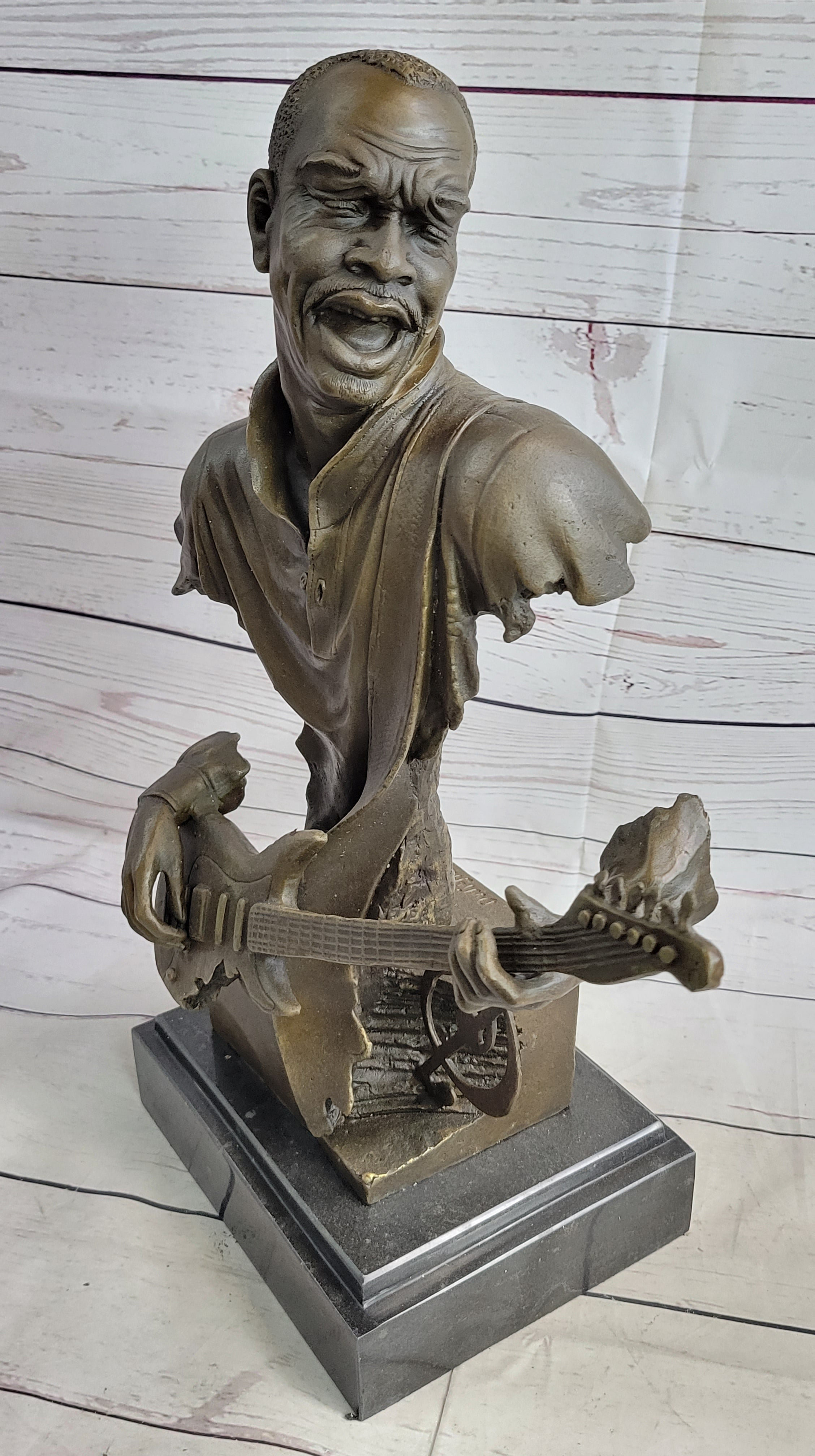Red Barrel Studio® Rosilind Black Guitarist Musician Bronze Bust Statue ...