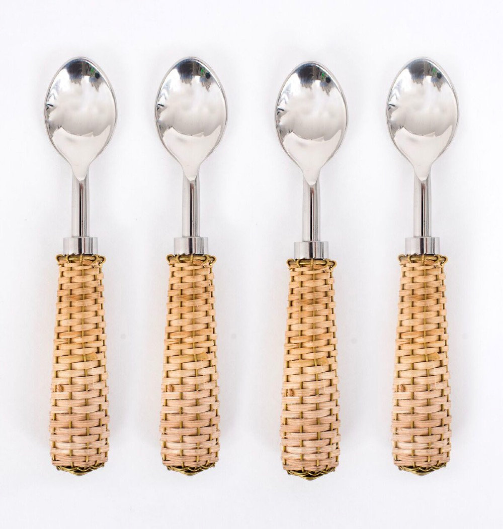 The Enchanted Home BASKETWEAVE SET OF FOUR CONDIMENT SPOONS | Perigold