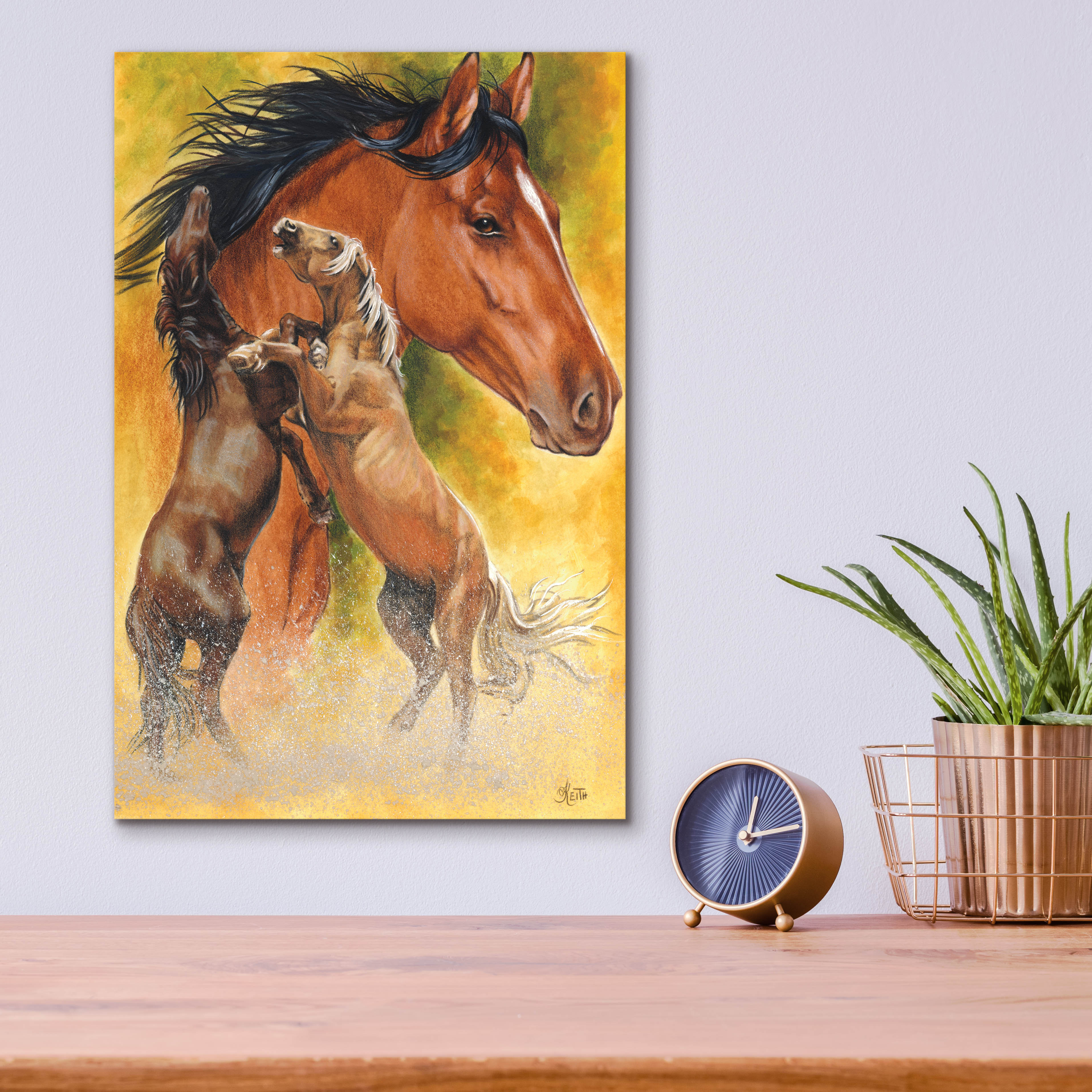 Union Rustic Mustang by Barbara Keith - Unframed Painting | Wayfair
