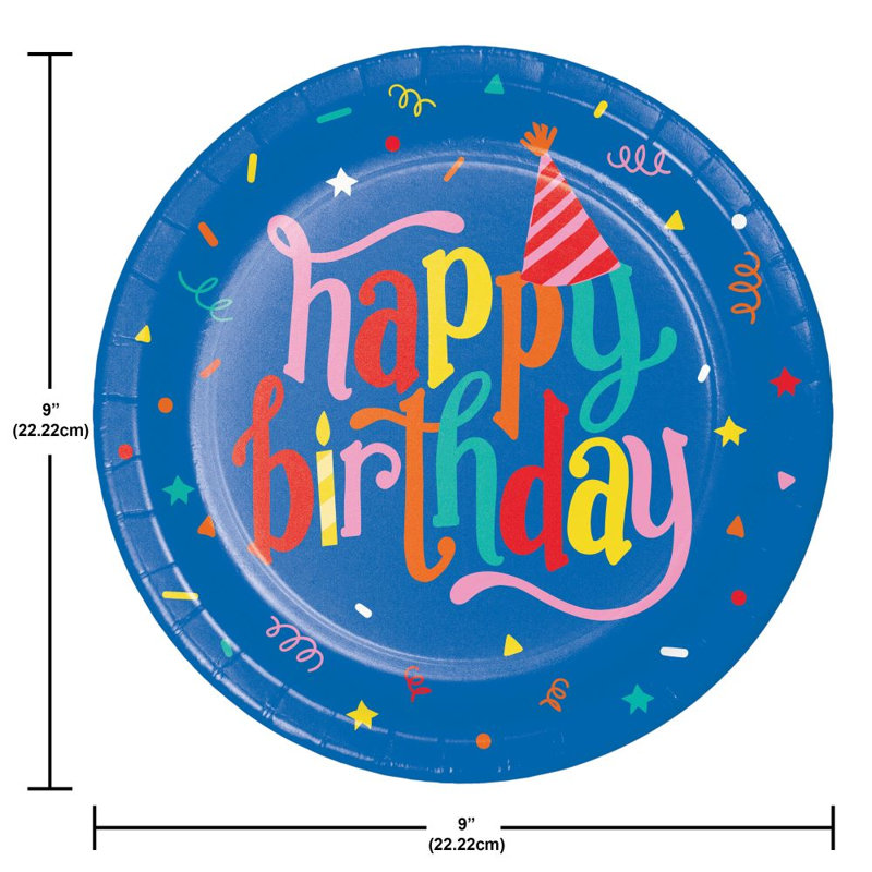 Creative Converting Hats Off Birthday "Happy Birthday" Dinner Plates ...