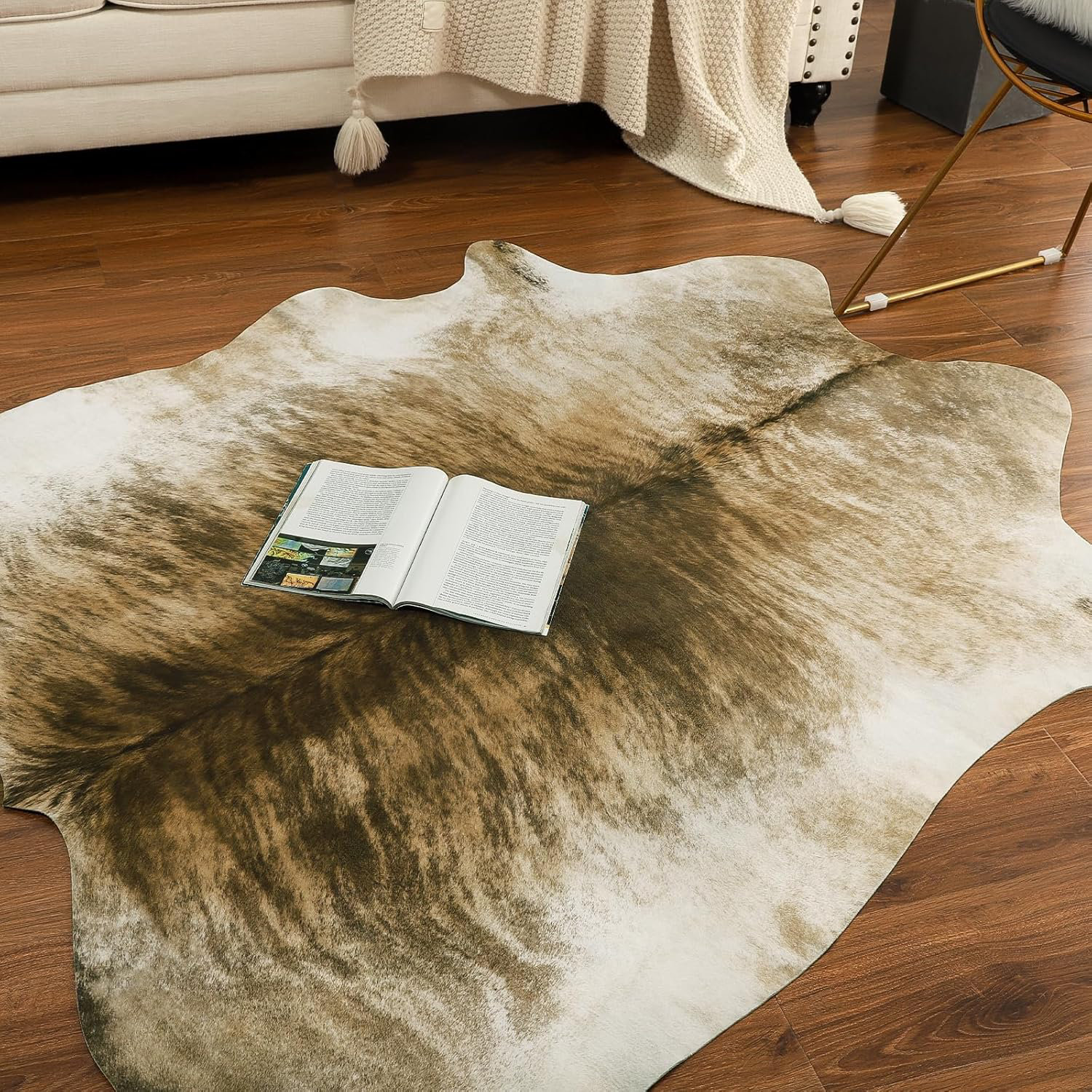 Charlton Home® Fillender Western Decor Faux Fur Cowhide Rug,Premium ...
