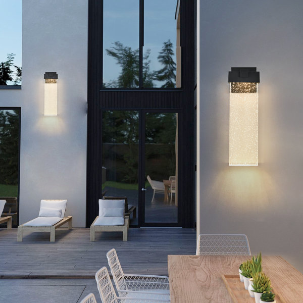 Hokku Designs Modern Integrated LED Hardwired Outdoor Wall Lantern ...