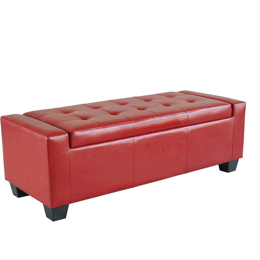 Everly Quinn Large 51" Storage Ottoman, Tufted Faux Leather Storage ...