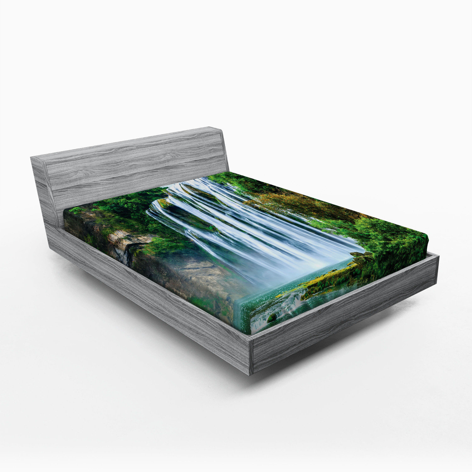 Ambesonne Waterfall Fitted Sheet | Wayfair