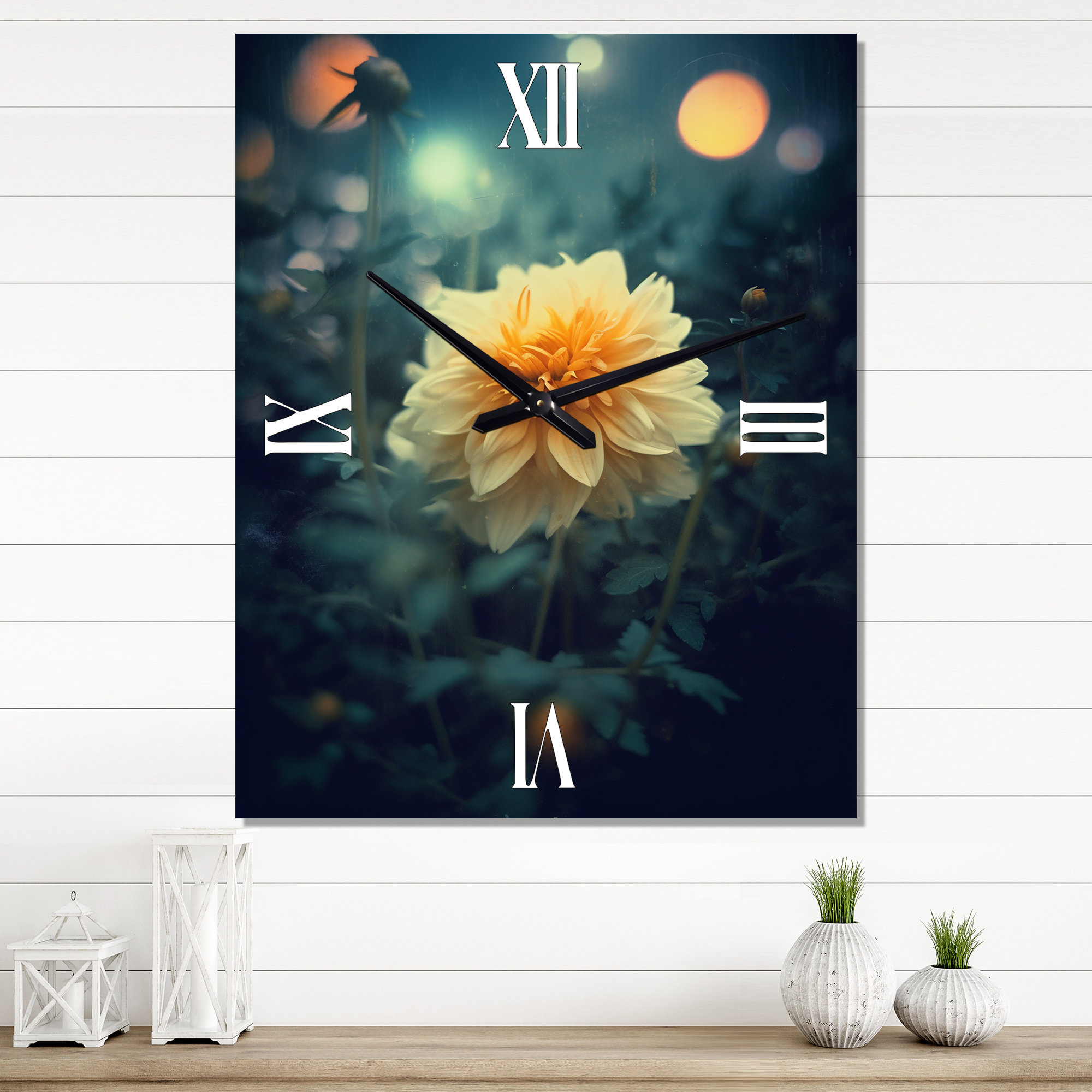 Latitude Run® Yellow Teal Marigold Splendor II - Floral Wall Clock ...