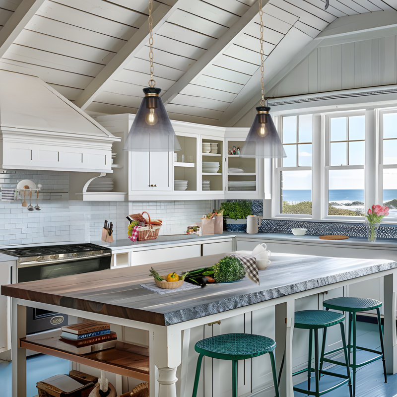 Mercer41 1-Light Modern Cone Pendant Light With Gradient Smoky Glass ...