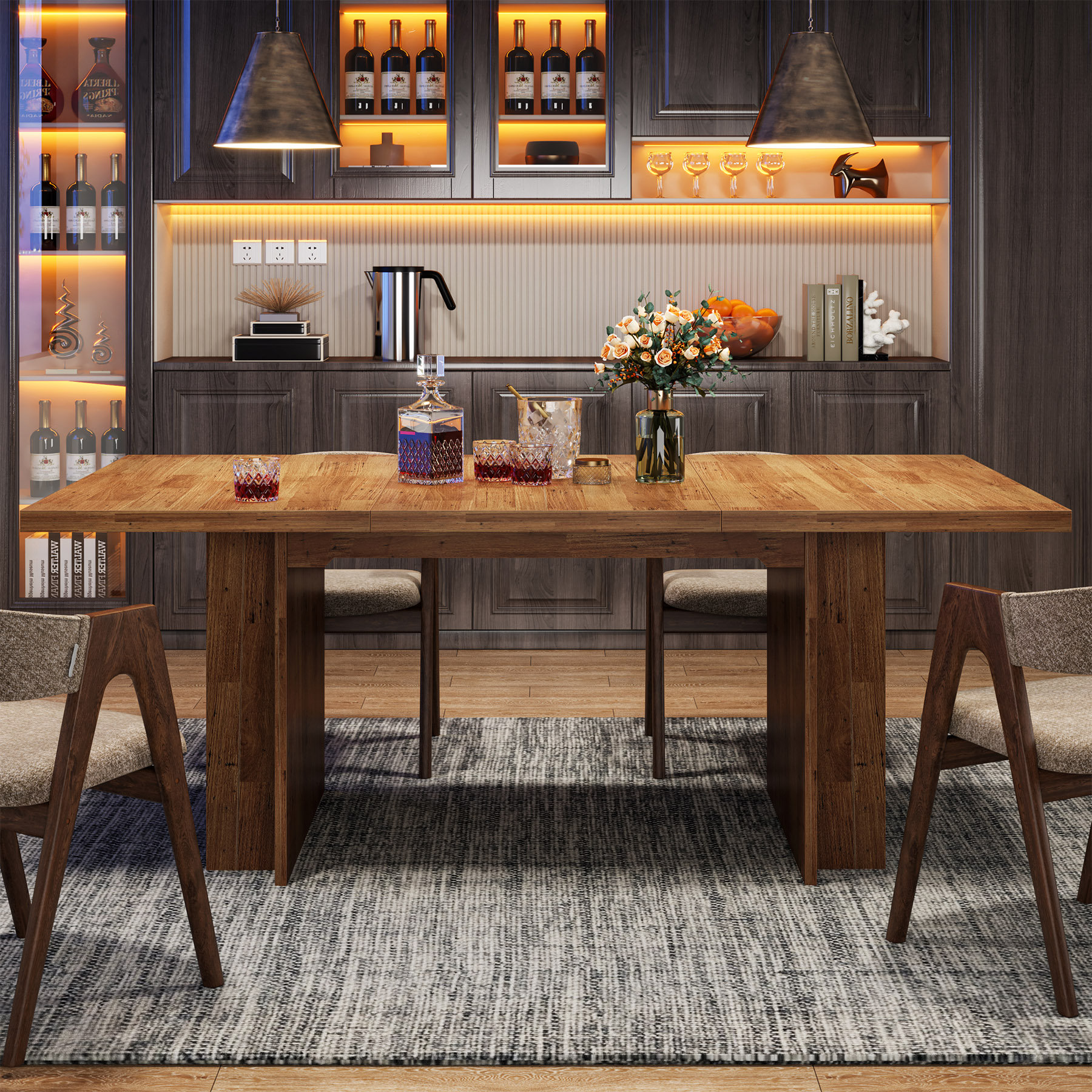 Ebern Designs Dining Table with Storage Shelves | Wayfair