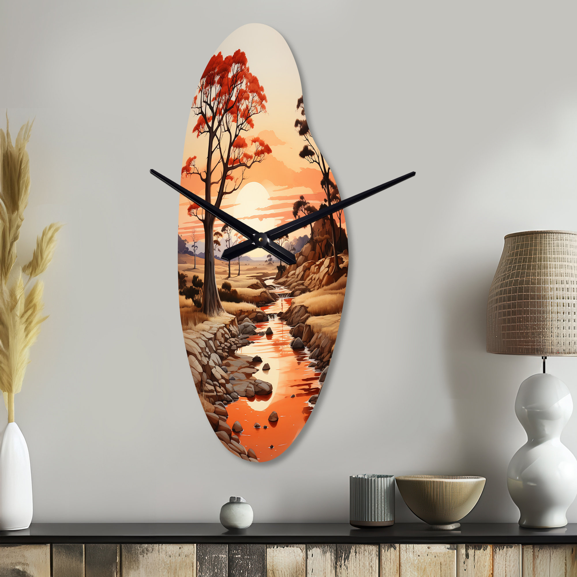 East Urban Home Dsouza - Curved Shape Decorative Red Africa Wall Clock ...