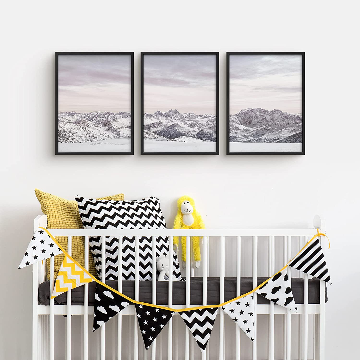 SIGNLEADER Purple-hued Mountain Landscape - 3 Piece Picture Frame ...