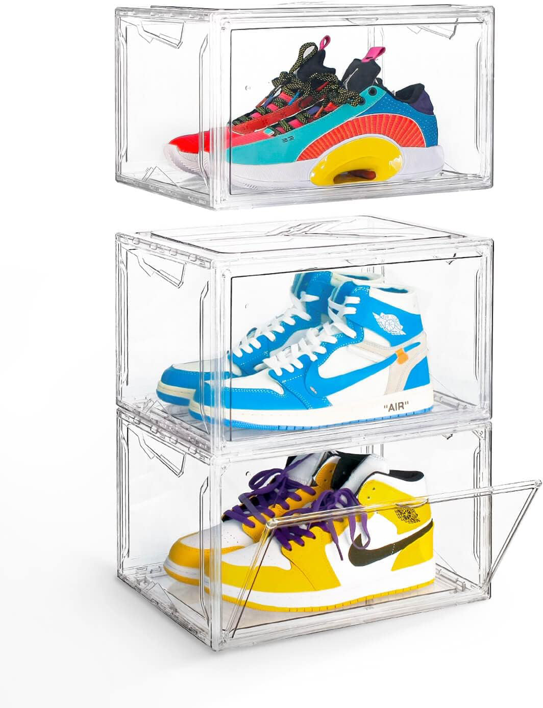 Rebrilliant Clear Plastic Shoe Box Organizer, 3 Pack Stackable Sneaker ...
