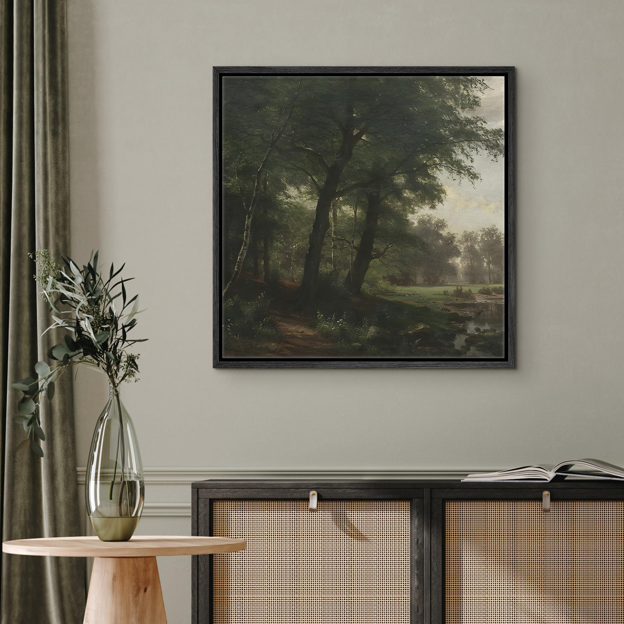 wall26 Sylvan Riverside Path Tranquil Forest Landscape Illustrations ...