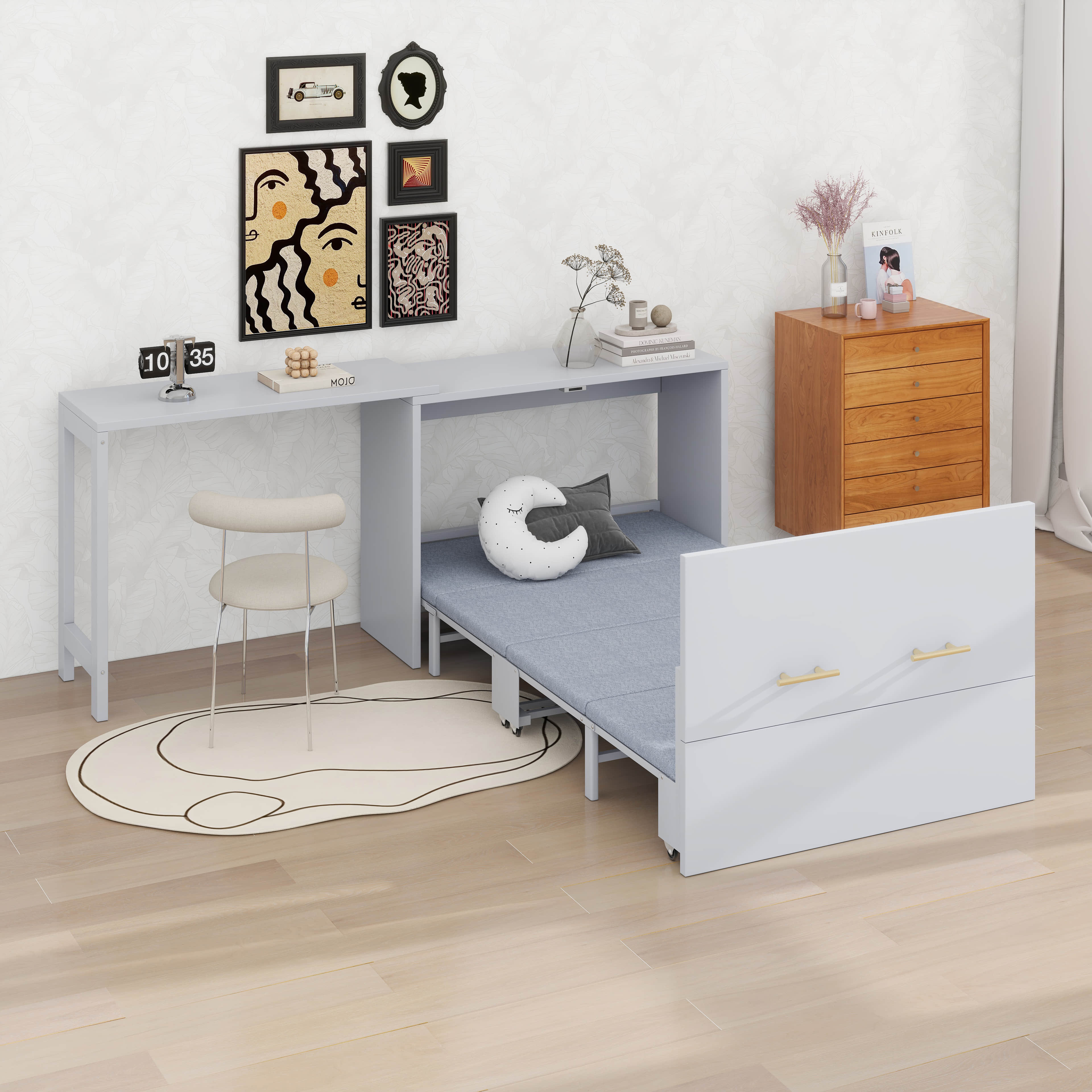 Latitude Run® Murphy Bed Twin Size Cabinet Bed With Adjustable Position ...