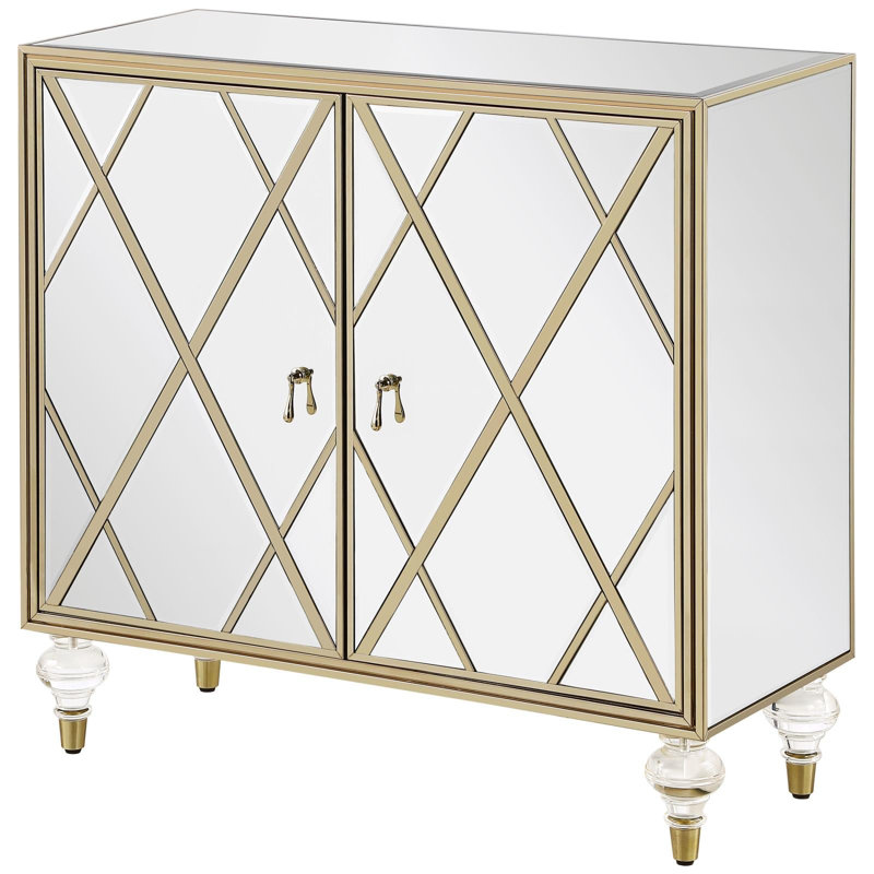 Willa Arlo™ Interiors Lutton Plastic 2 - Door Mirrored Accent Cabinet ...
