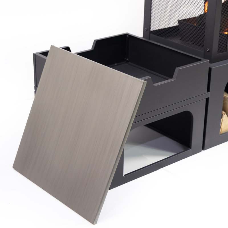 Deko Living 70 Inch Rectangular Outdoor Steel Wood Burning Fireplace ...