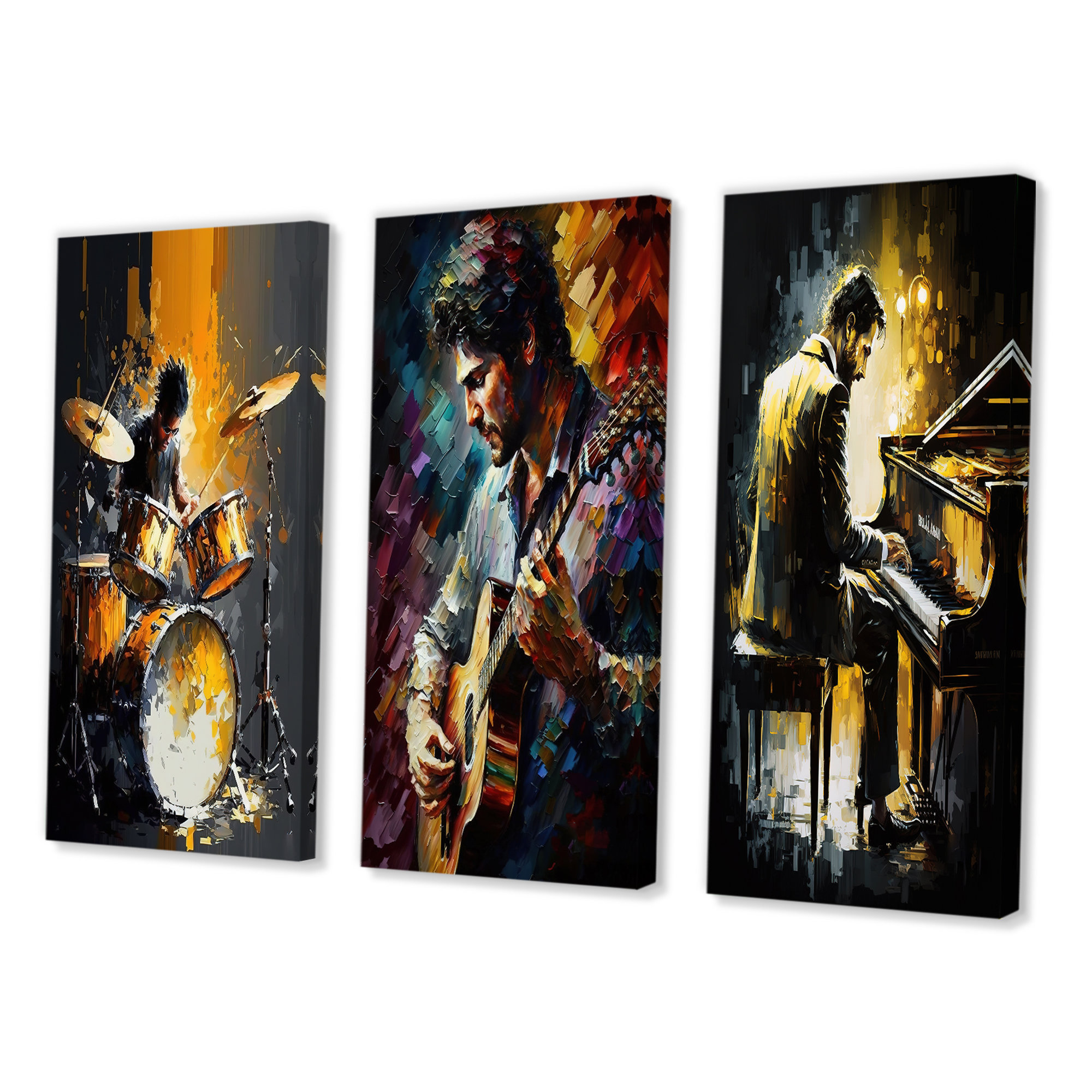 Latitude Run® " Musical Instuments " 3 - Pieces on Canvas | Wayfair