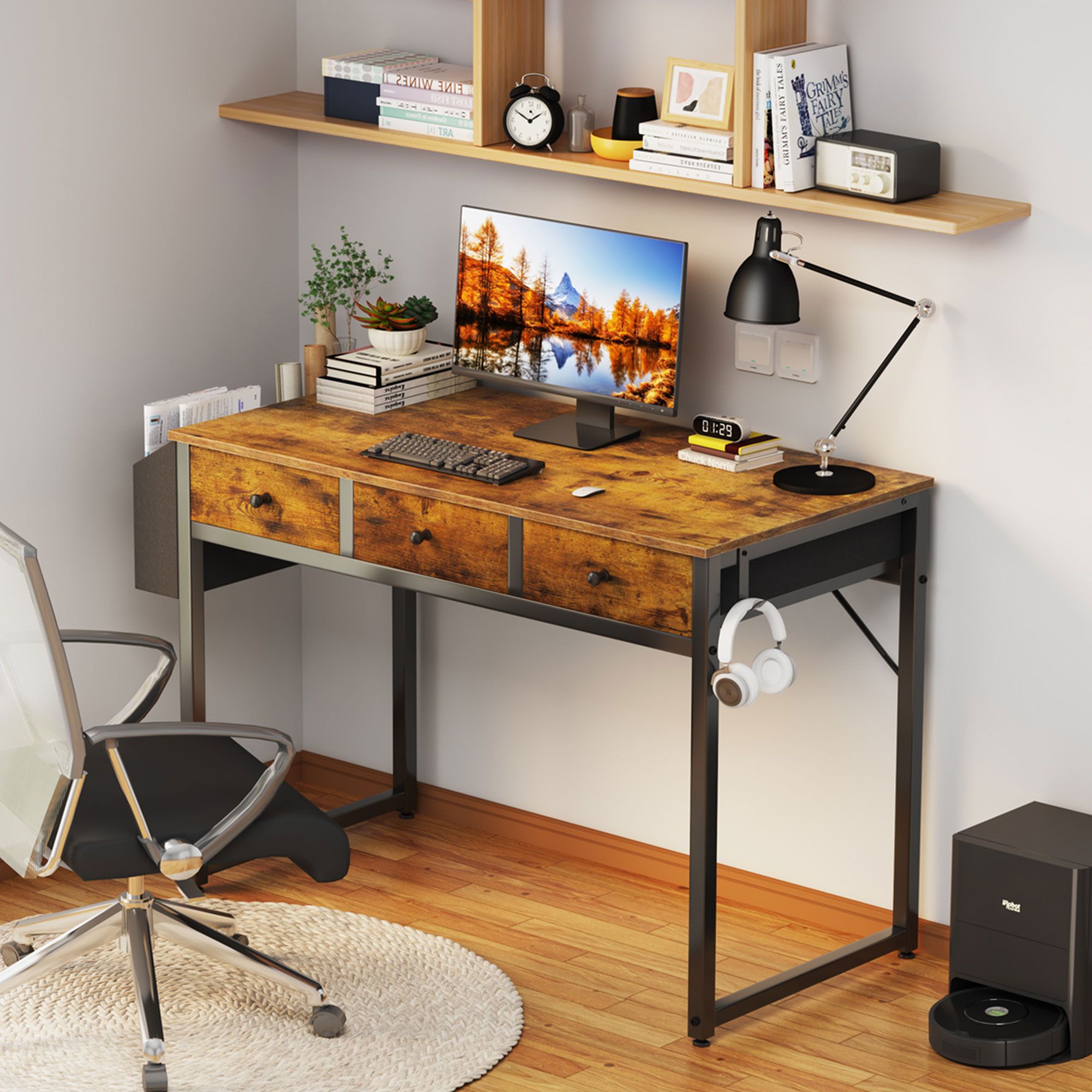 17 Stories Trishika 40 Inch Writing Desk Rectangle Computer Desk With ...