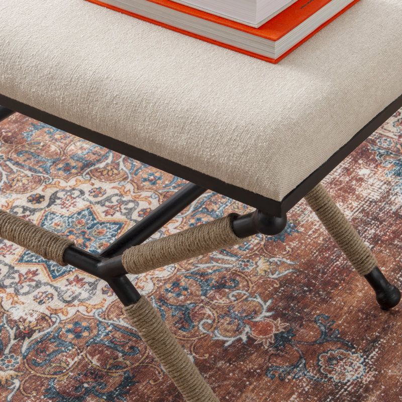 Birch Lane™ Pippa 36" Metal Upholstered Backless Campaign Bench with ...