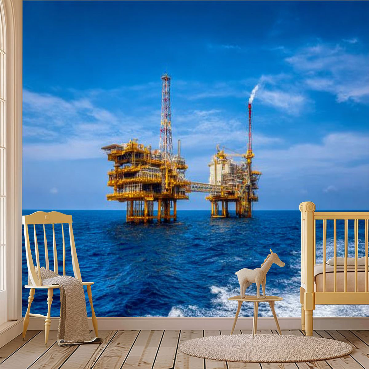 Beachcrest Home™ Peel and Stick Wallpaper Wall Mural Offshore Industry ...