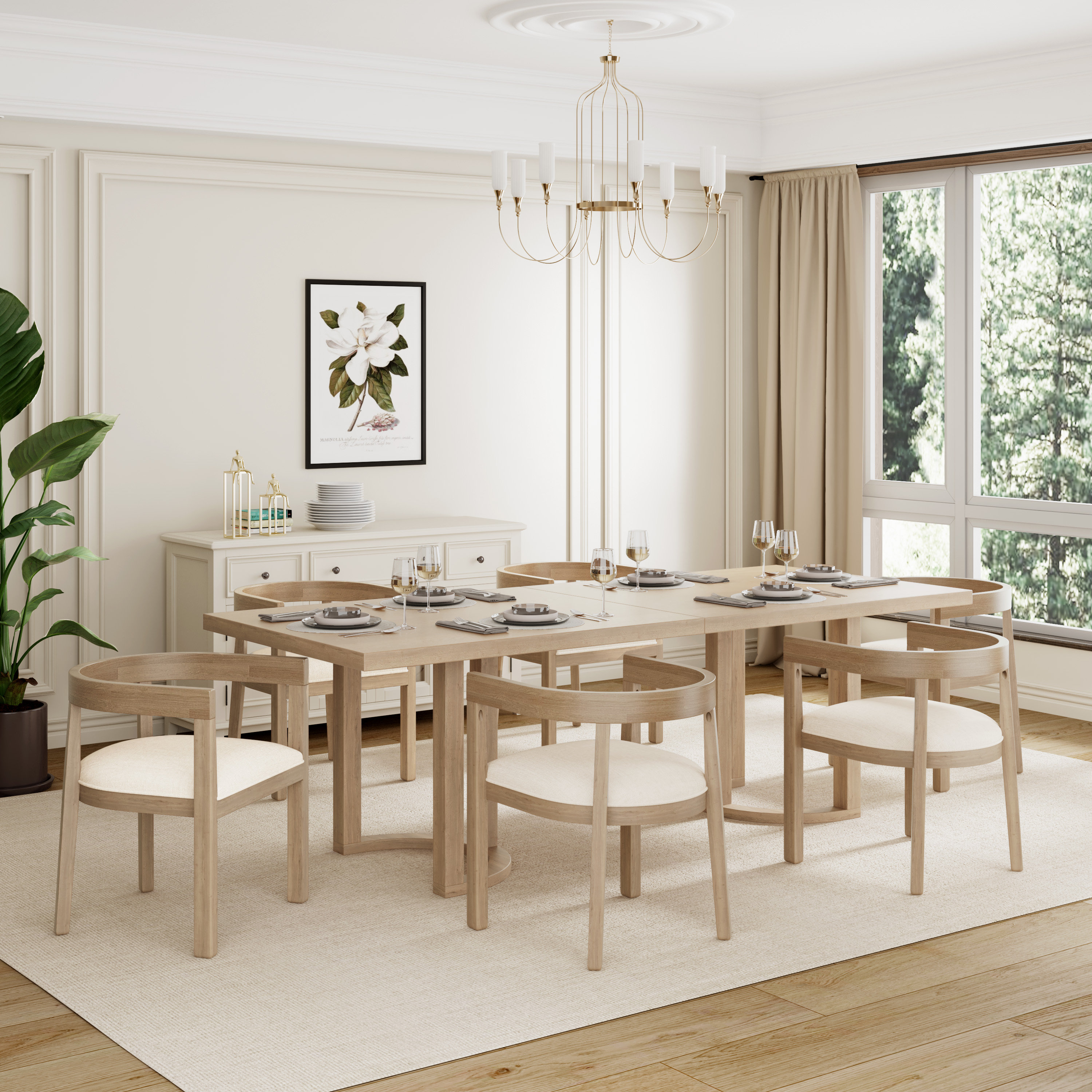 Lark Manor Inesa 7-Piece Wood Upholstered Dining Set - Wayfair Canada