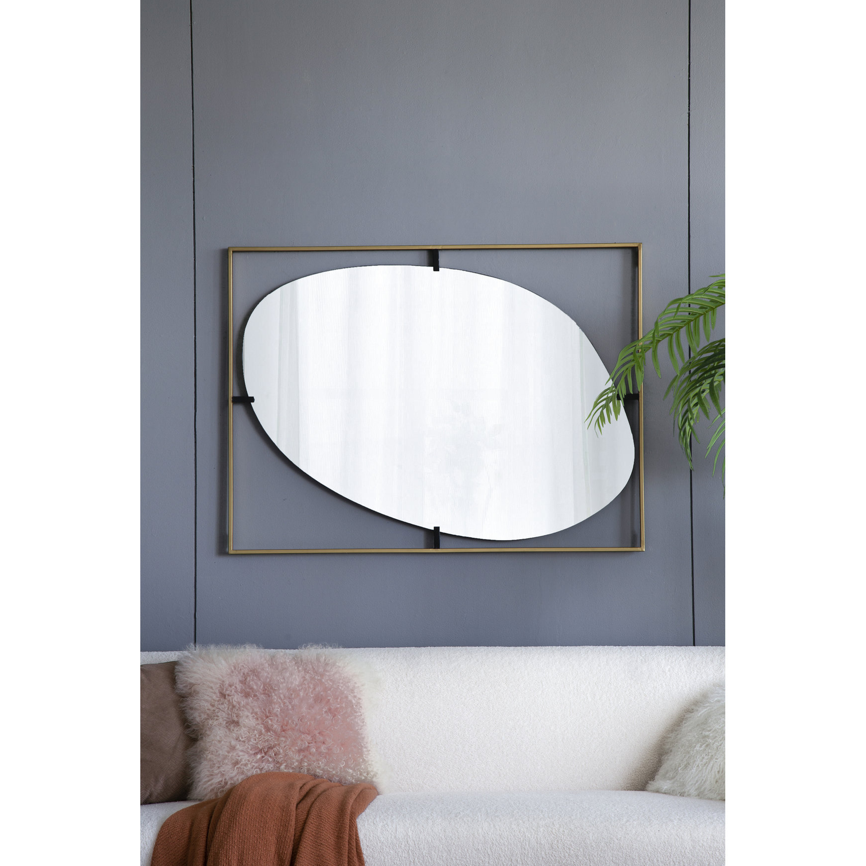 Everly Quinn 30x1x40" Poppy Mirror With Golden Frame - Modern Bathroom ...