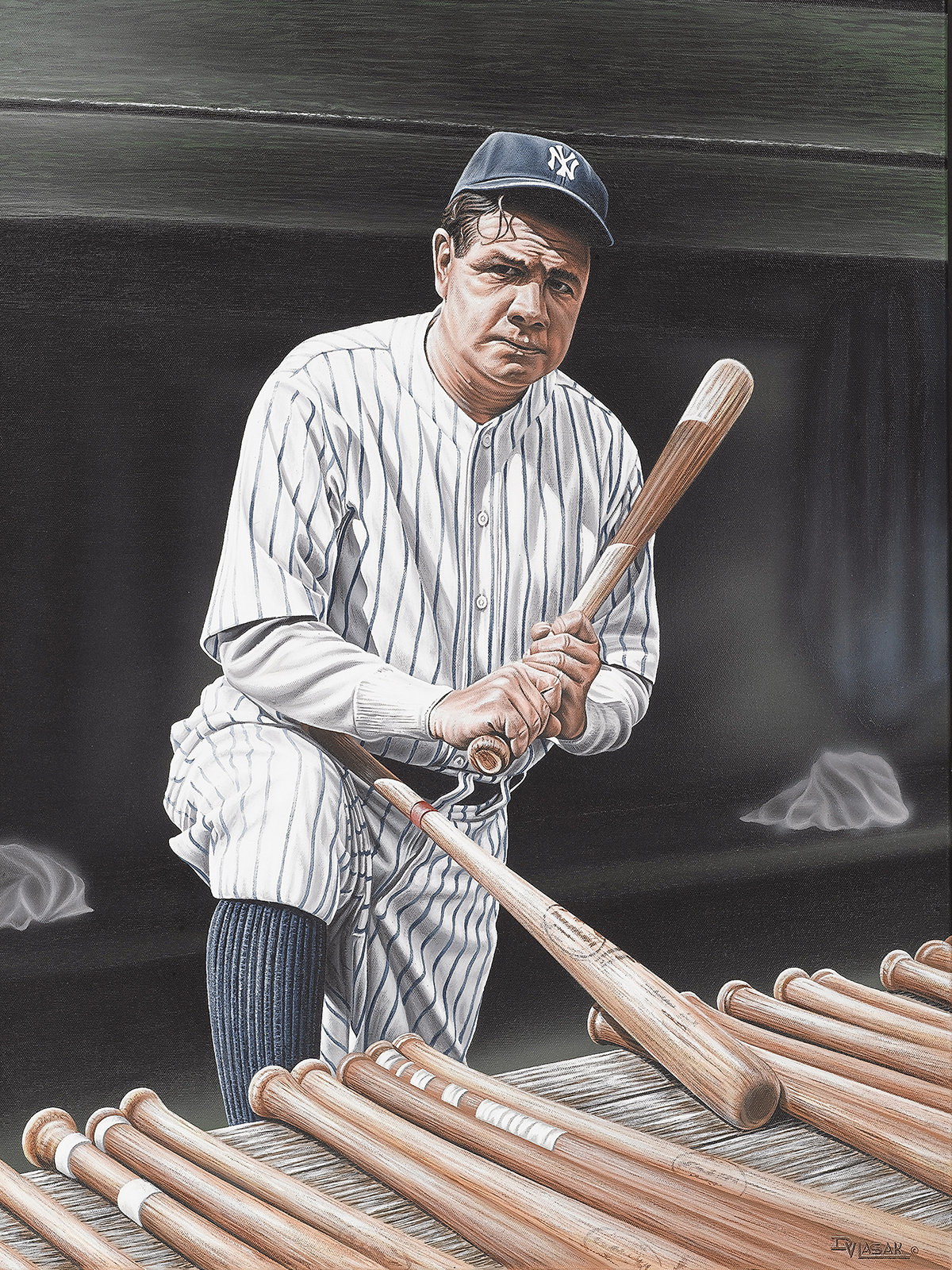 Buy Art For Less Babe Ruth on Deck Artwork by Darryl Vlasak Painting ...