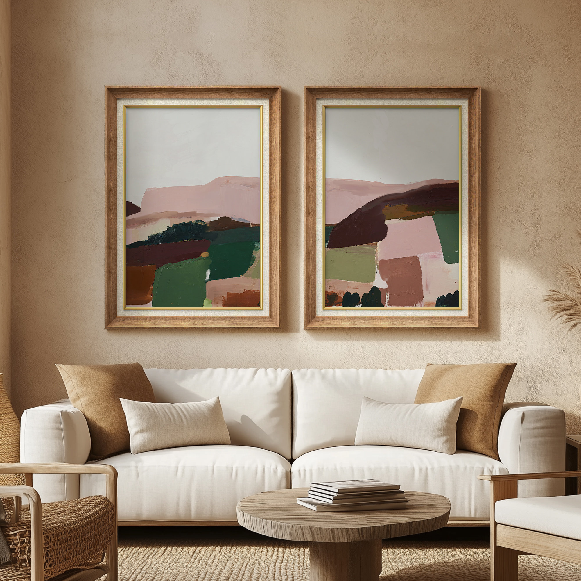 Ashbrook Modern Color-Block Landscape in Warm Earth Tones Contemporary ...
