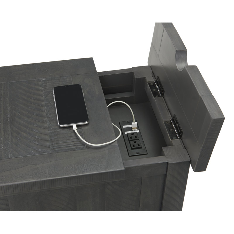 Gracie Oaks Jakendra Solid Wood End Table with Storage and Built-In ...