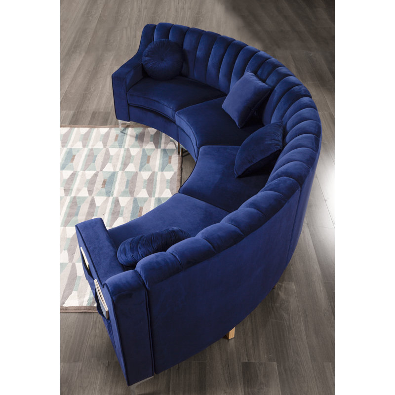 Legend Furniture 142" Wide Upholstered Tufted Velvet Symmetrical ...