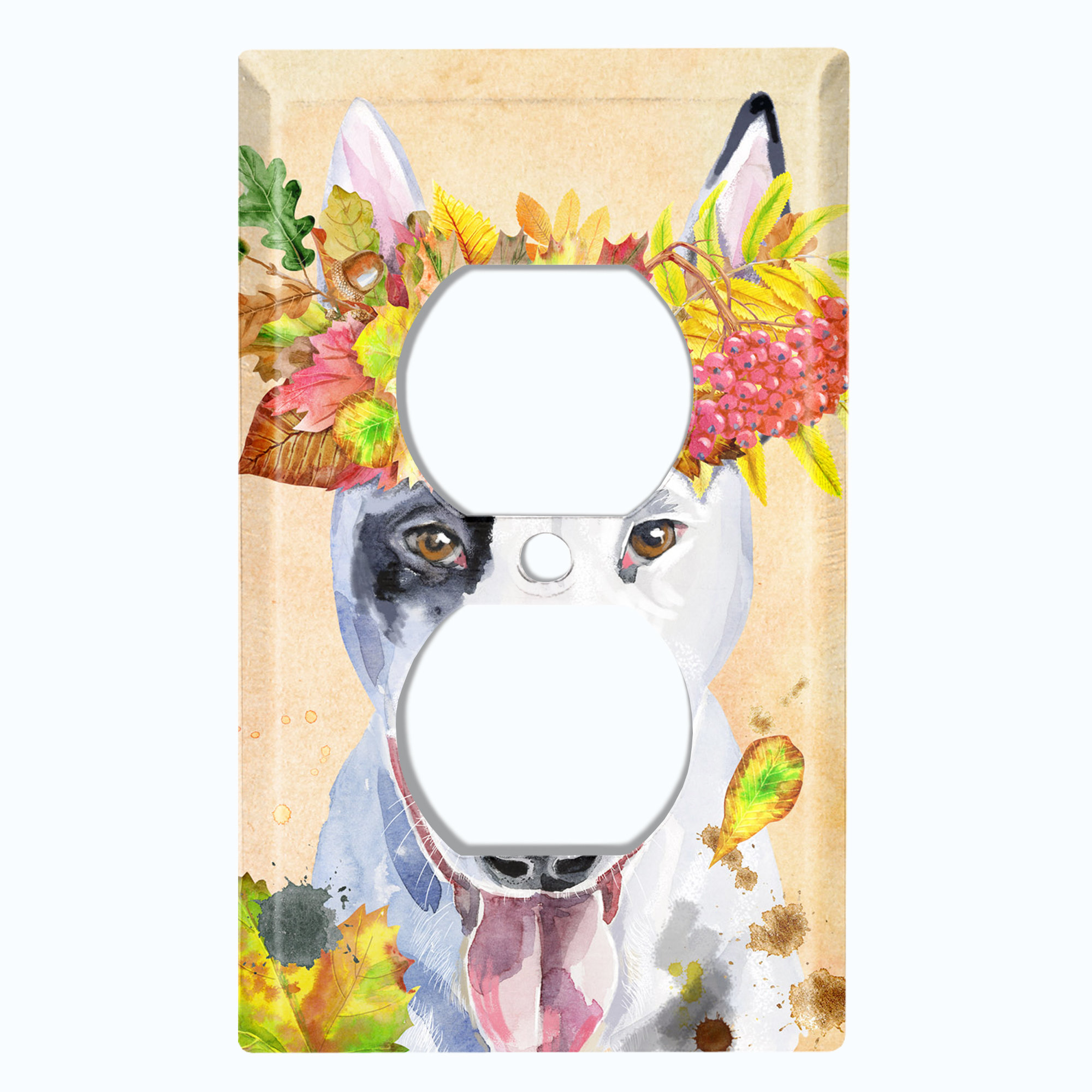 WorldAcc Metal Light Switch Plate Outlet Cover (Cute Bull Terrier Dog ...