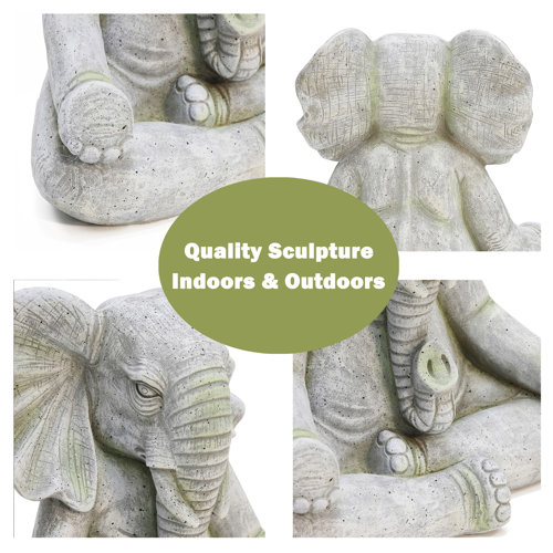 Langley Street Lach Elephant Magnesium Oxide Garden Statue & Reviews ...