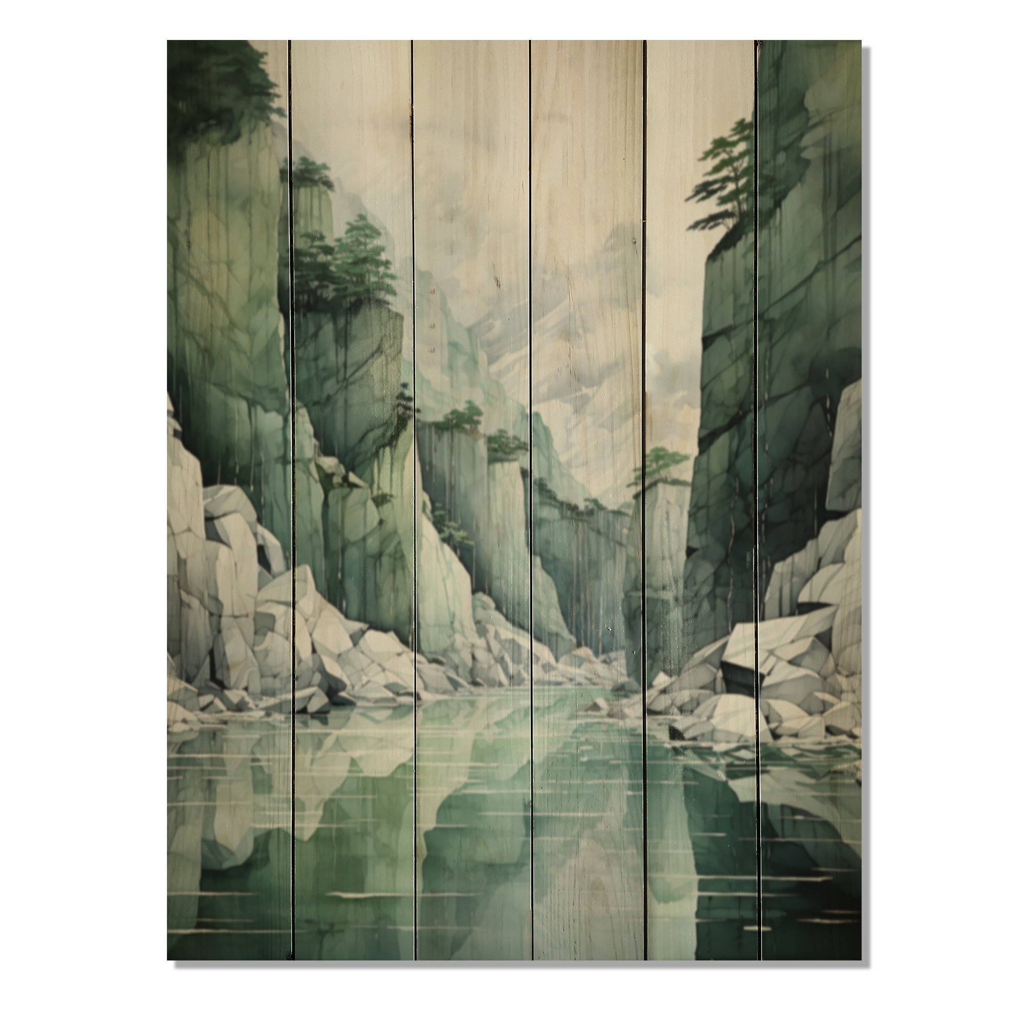 Red Barrel Studio® Green 0 Cliff Glacial Symmetry II On Wood Print ...