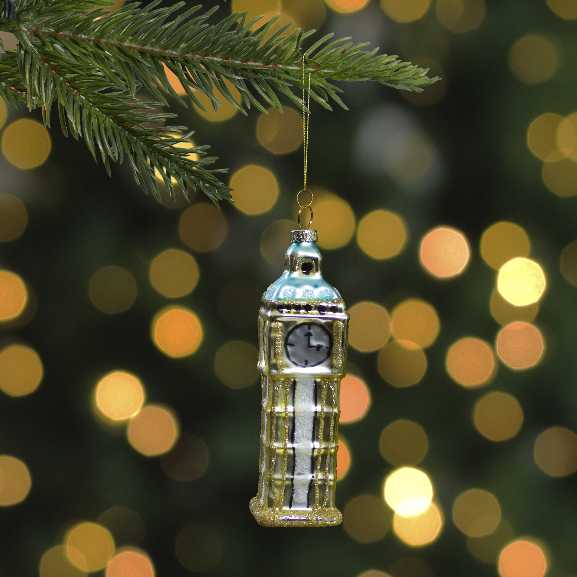 Northlight Seasonal 4.75" Black and Gold Glass Big Ben Christmas ...