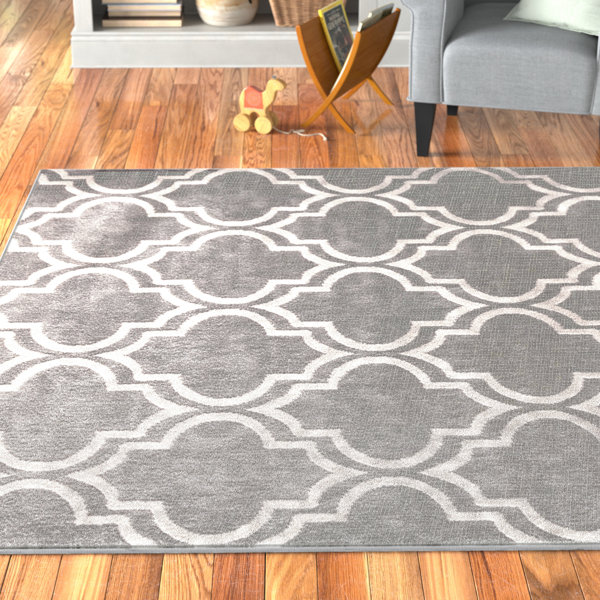 Winston Porter Geometric Gray Area Rug & Reviews | Wayfair