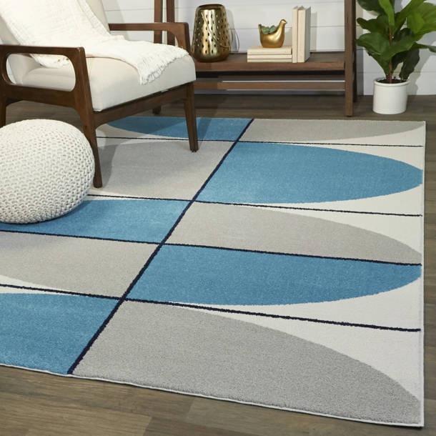 Corrigan Studio® Cristino Orange/Gray/White Modern Geometric Area Rug ...