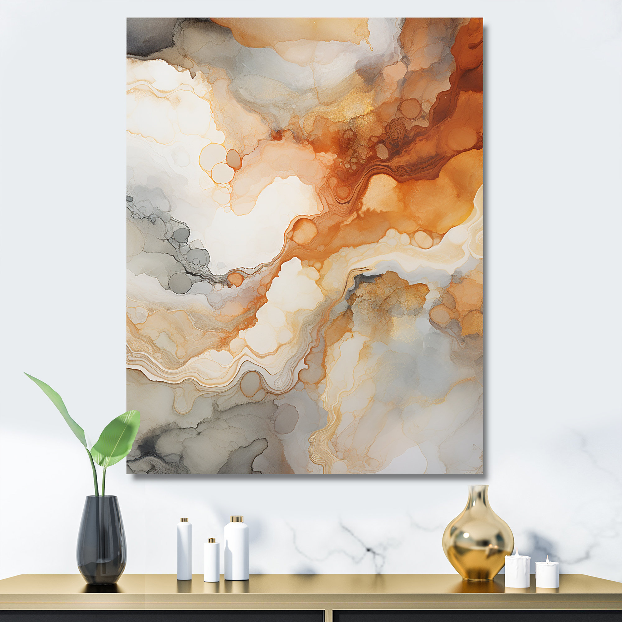 Wrought Studio™ Abstract Beige And Gold Geyser Paint II - Abstract ...