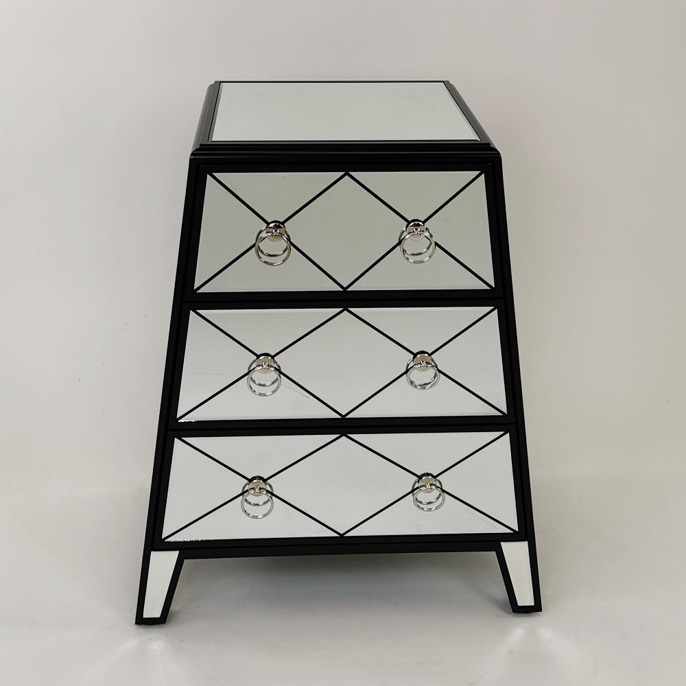 Mercer41 Rhema 3 - Drawer Mirrored Trapezoid Accent Chest | Wayfair